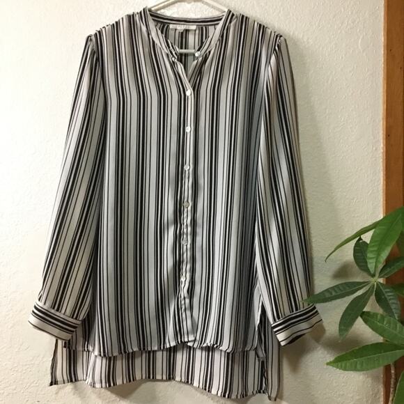 Spense | Tops | Spense Womens Slightly Sheer Black White Blouse | Poshmark